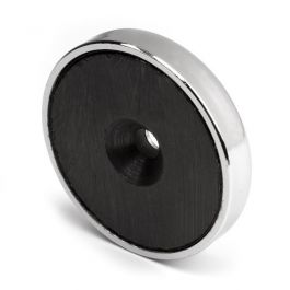 Ferritt potmagnet Ø 40 x 8 mm - ferrittmagnet med forsenket hull