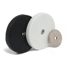 Gummiert magnet med hull | Ø 43 mm | Sort og hvit